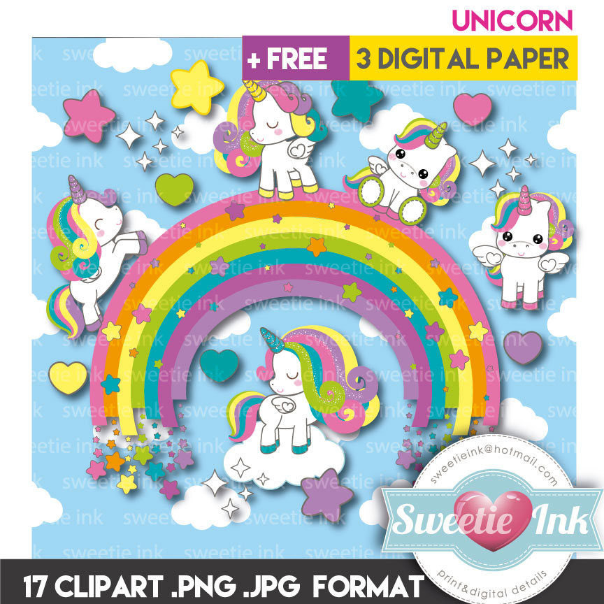 Unicorn Clipart Kawaii - Etsy