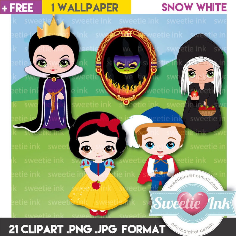 Princess Snow White Clipart Set - Etsy
