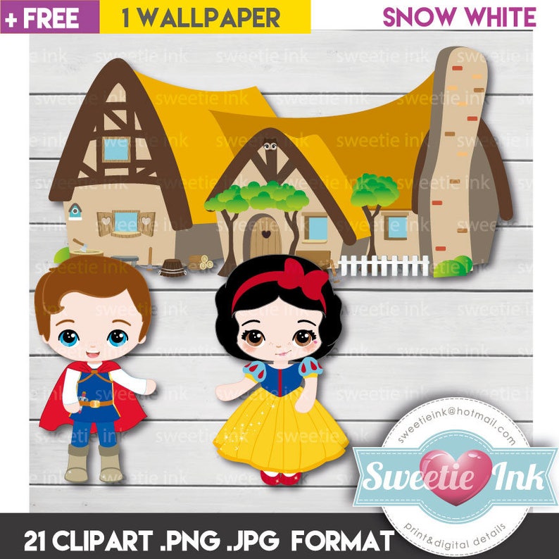Princess Snow white Clipart set | Etsy