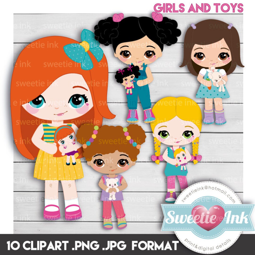 Clipart Girls and Toys Kawaii - Etsy