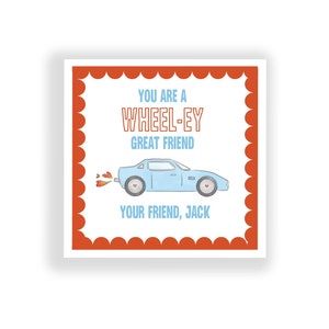 Editable Valentine Cards for Kids, Race Car Valentine Gift Tag, Wheelie ...