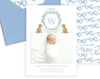 Crest Birth Announcement - Etsy