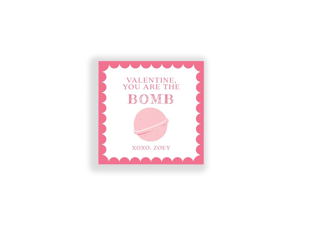 Bath Bomb Valentine's Day Card, Kids School Classroom Exchange, Girl ...