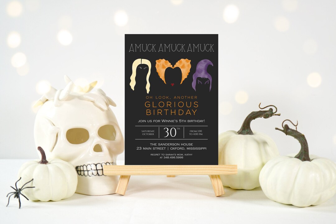 Winnie Halloween Birthday Invitation, Hocus Pocus Birthday Invitations ...
