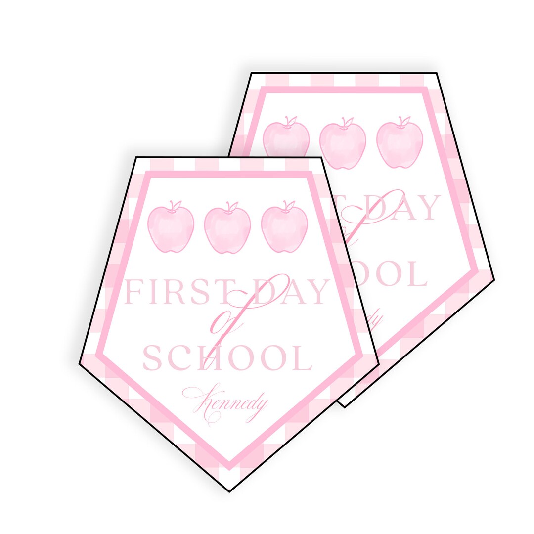 Pink Apple First Day of School Pennant, First Day of School Sings ...