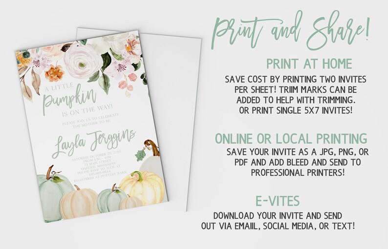 Layla Fall Baby Shower Invitation Editable Autumn Shower | Etsy