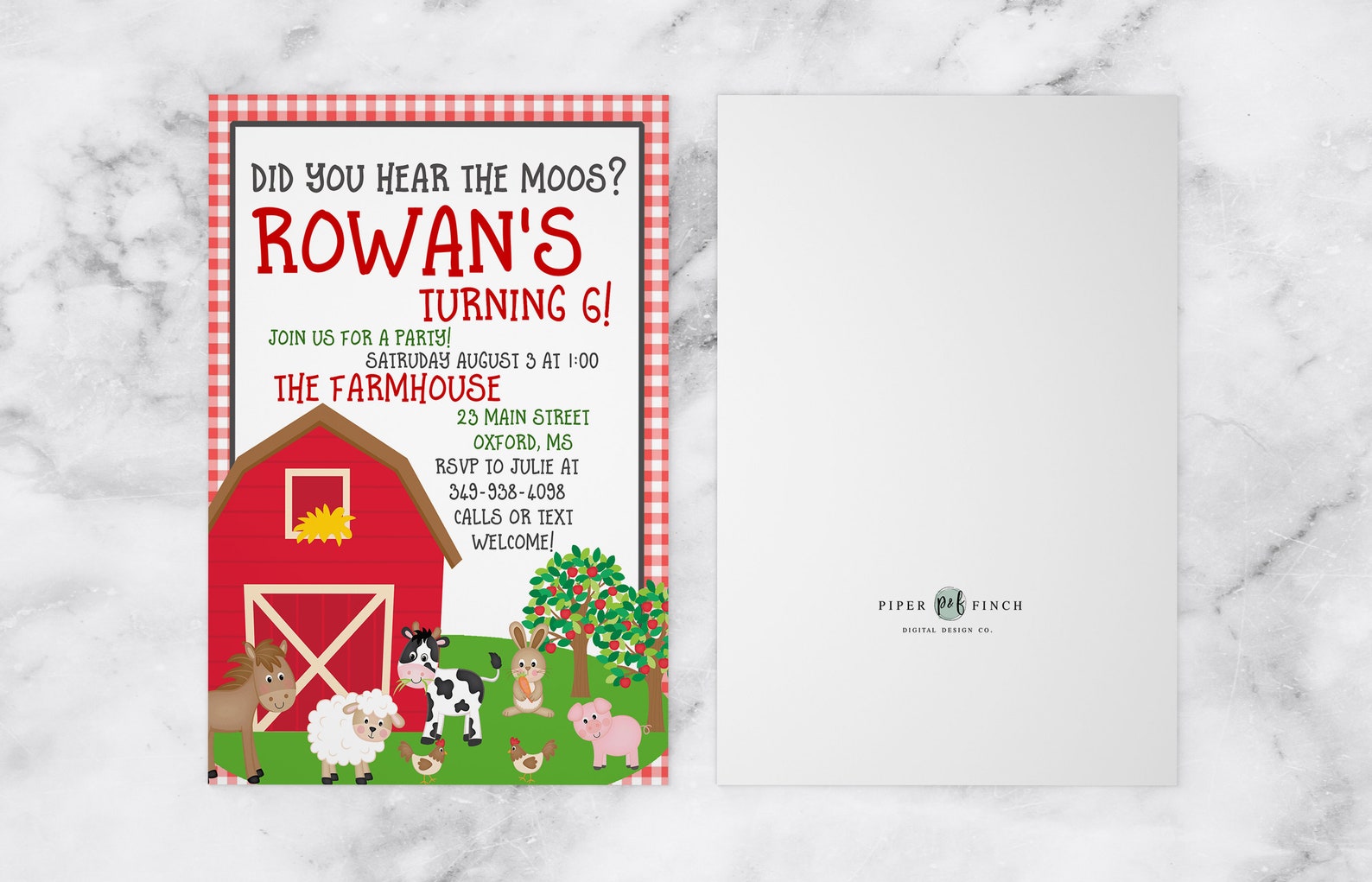 Rowan Farm Birthday Party Invitation Farm Birthday Invite | Etsy