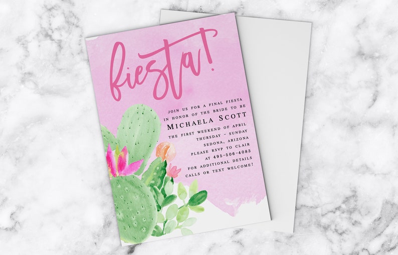 Michaela Cactus Printable Bachelorette Party Invites Final | Etsy