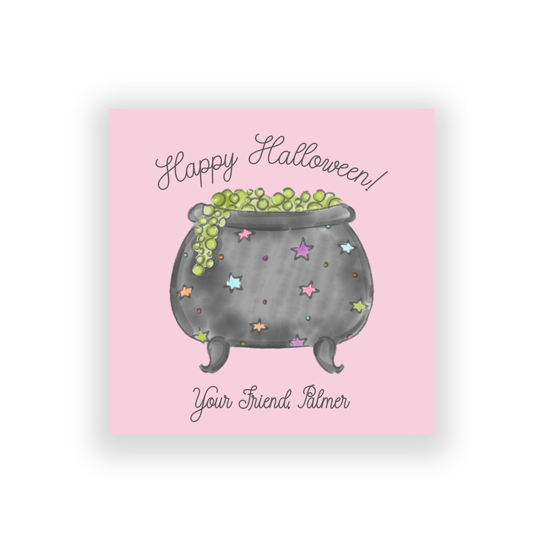 Printed Halloween Tags, Cauldron, Bubble Bubble, Class Favor Tag ...