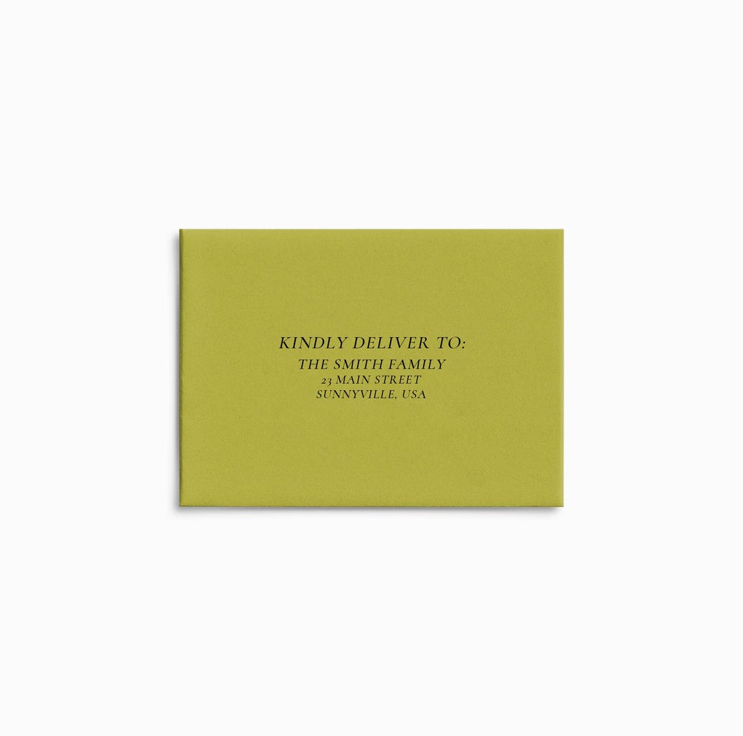 Chartreuse Custom Envelope Addressing, Guest & Return Address Printing ...