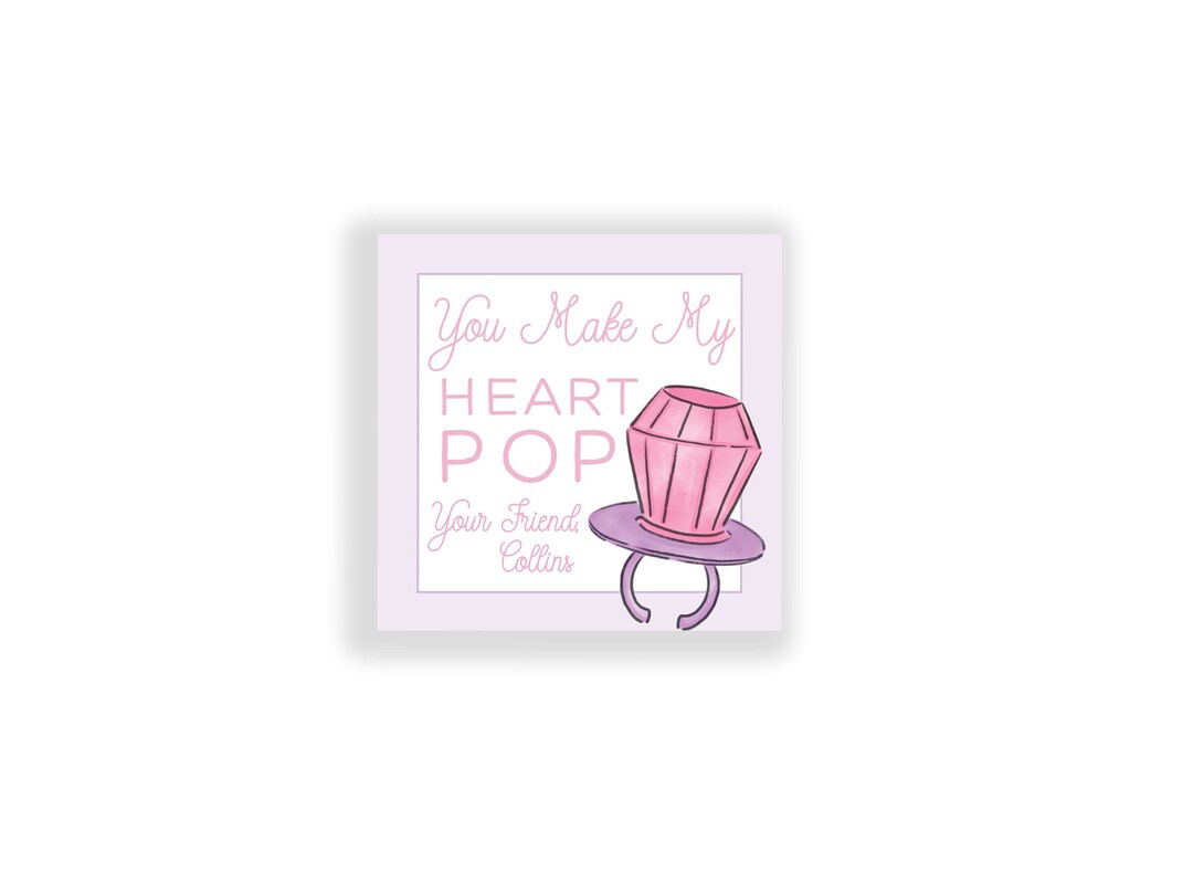 Ring POP, Valentine's Day Card, Kids School Classroom Exchange, Instant ...