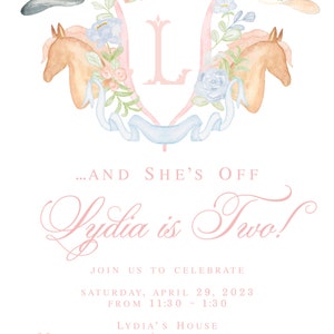 Lydia Watercolor Horse Racing Birthday Invitation, Watercolor Derby ...