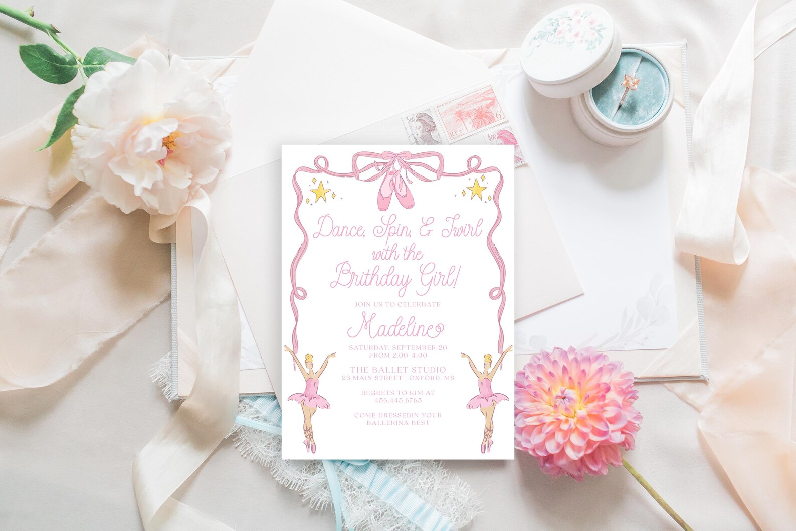 Madeline Dance Birthday Party Invitation, Dance Spin and Twirl for the ...