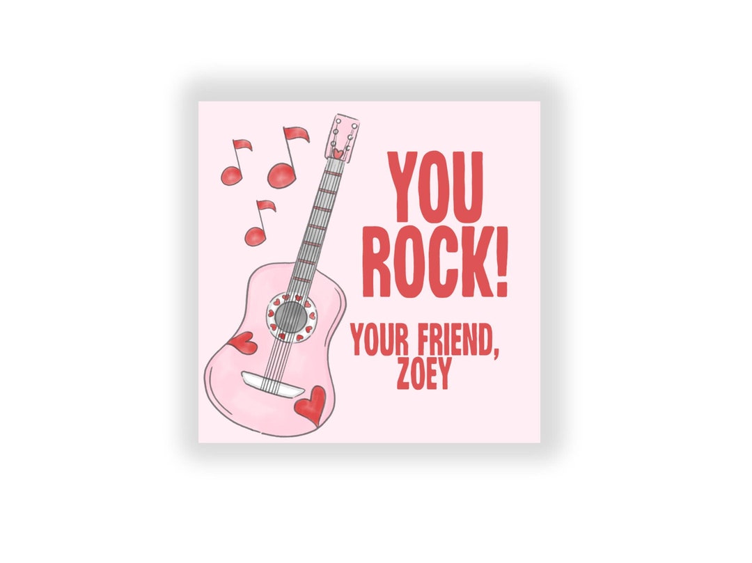 Rockstar Theme Valentine Tags, Classroom Valentines, Valentine's Day ...