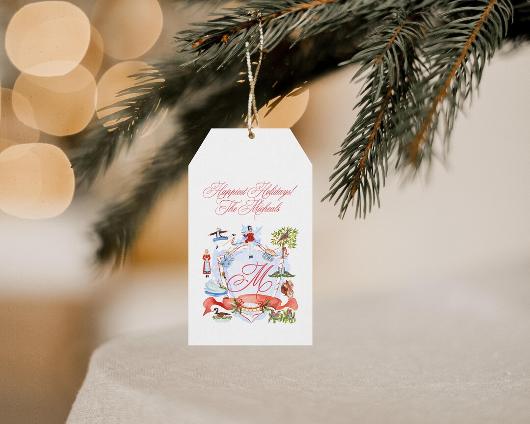 Twelve Days of Christmas, Merry Christmas, Holiday Gift Tag, Christmas ...