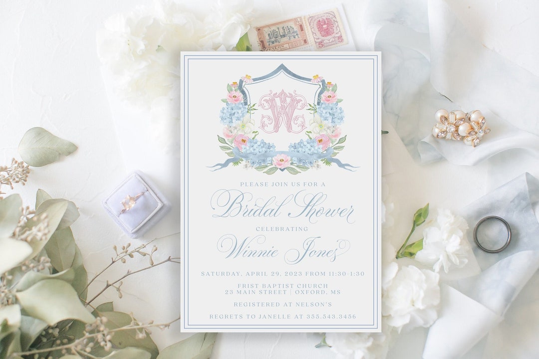 Winnie Jones Bridal Shower Custom Monogram Invitation,bridal Shower ...