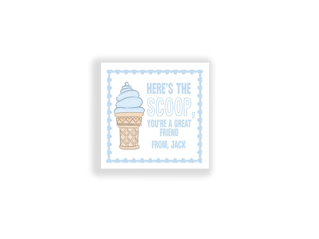 Printed or Printable Ice Cream Cone Valentine DIY Editable Print Cards ...