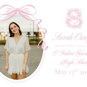 Girly Graduation Invitation Template, Senior Graduate Announcement ...