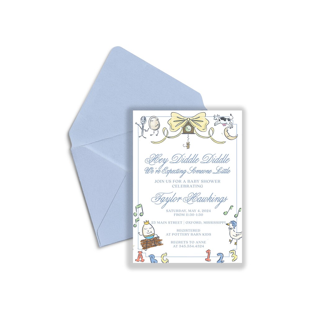 Taylor Hawking, Nursery Rhyme Baby Shower Invitation, Watercolor Baby ...