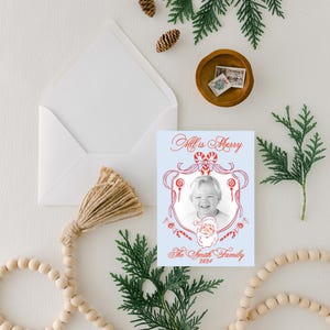 All is Merry, Blue Candy Cane Crest, Grandmillennial , Chinoiserie ...