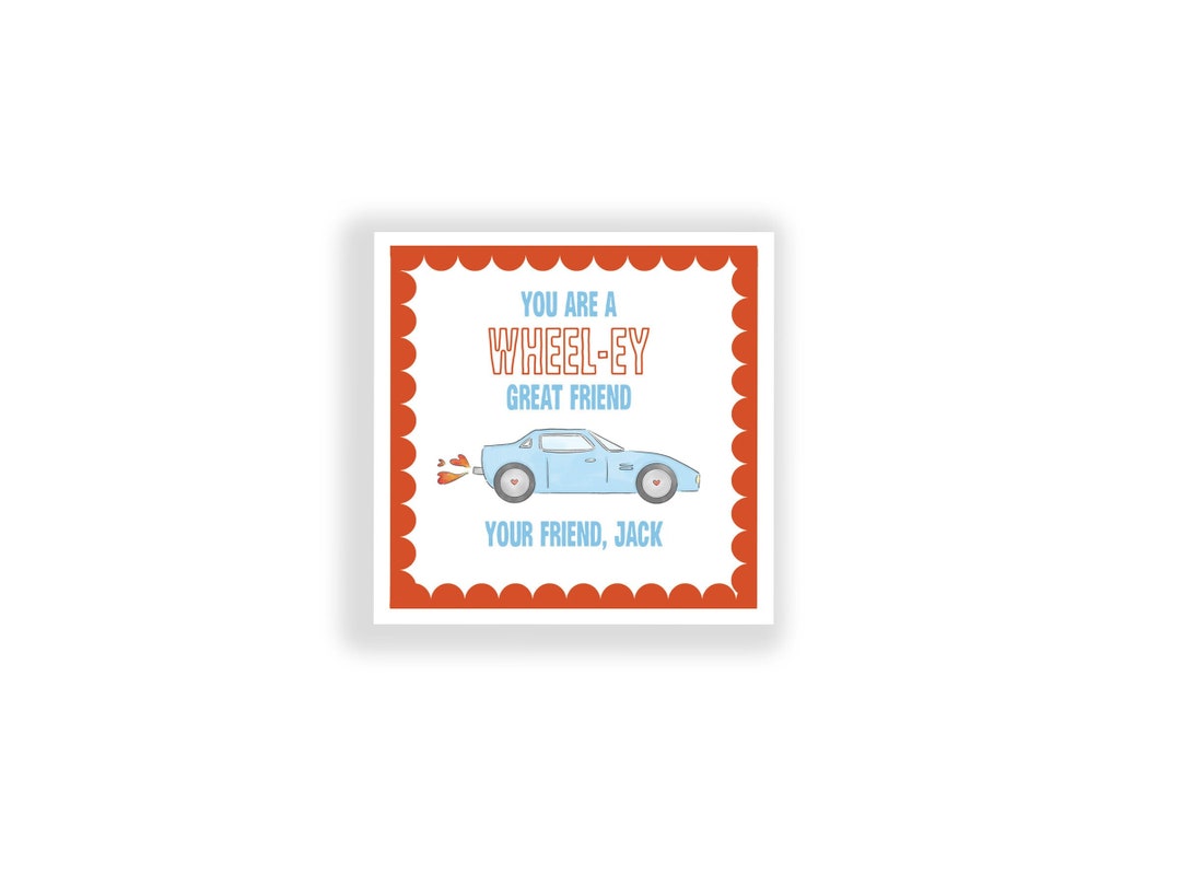 Editable Valentine Cards for Kids, Race Car Valentine Gift Tag, Wheelie ...