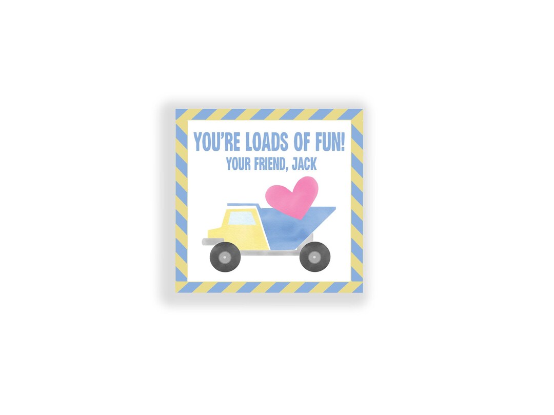 Dump Truck, Valentine's Day Card, Kids School Classroom Exchange ...