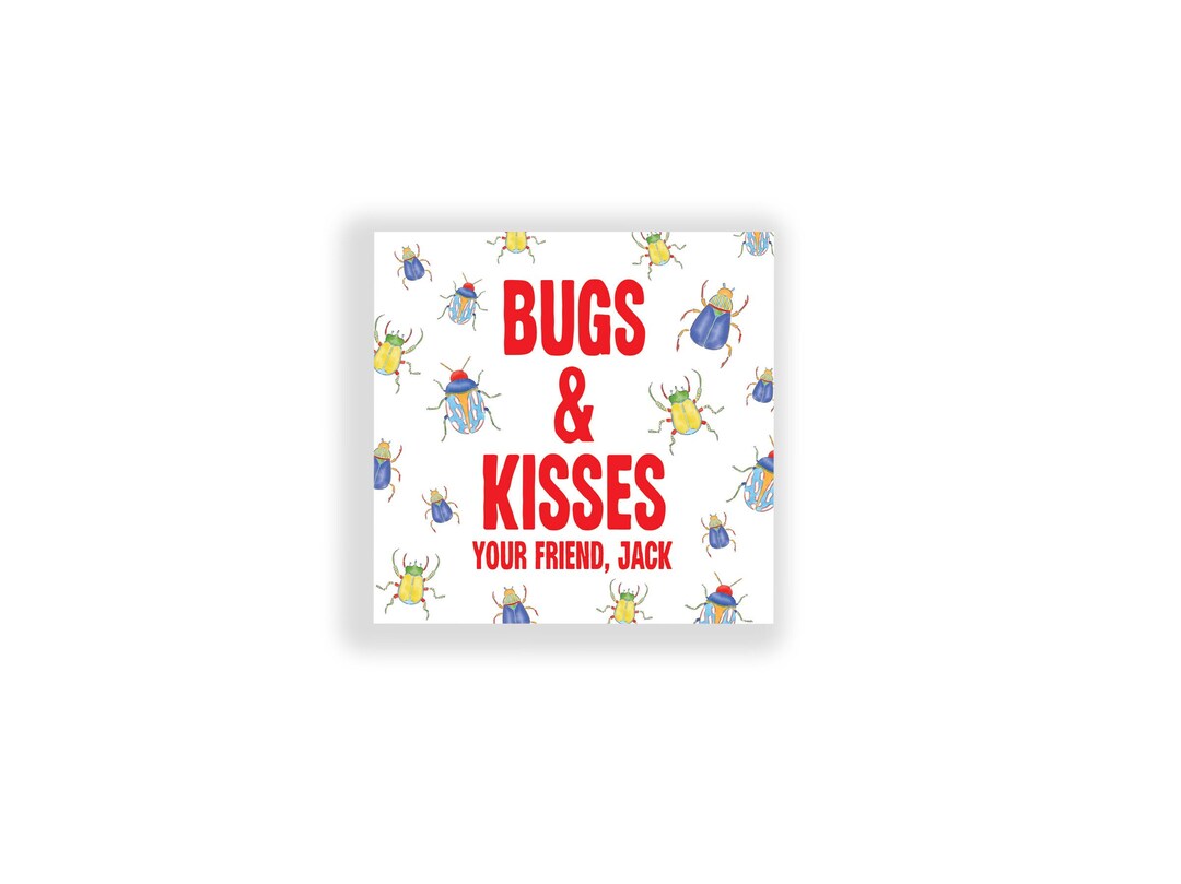Bugs and Kisses, Valentine's Day Card, Kids School Classroom Exchange ...