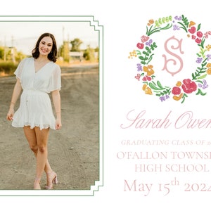 Custom Crest Graduation Card , Grad Invitation Template, Senior ...