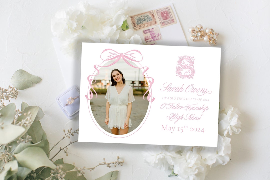 Girly Graduation Invitation Template, Senior Graduate Announcement ...