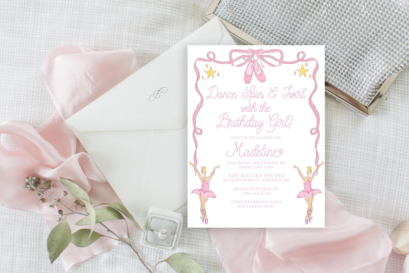 Madeline Dance Birthday Party Invitation, Dance Spin and Twirl for the ...