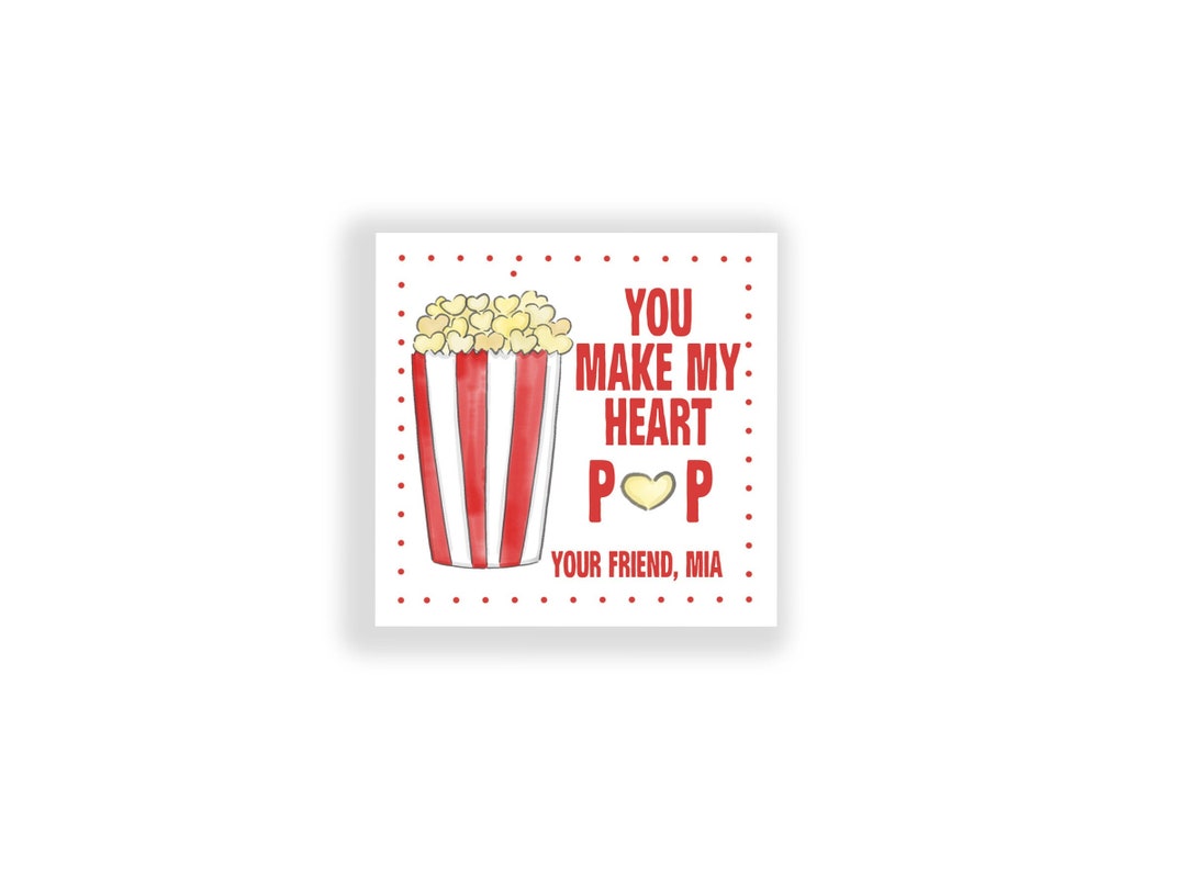 Popcorn Valentine's Day Printable Tag, Printable Popcorn Valentine, My ...