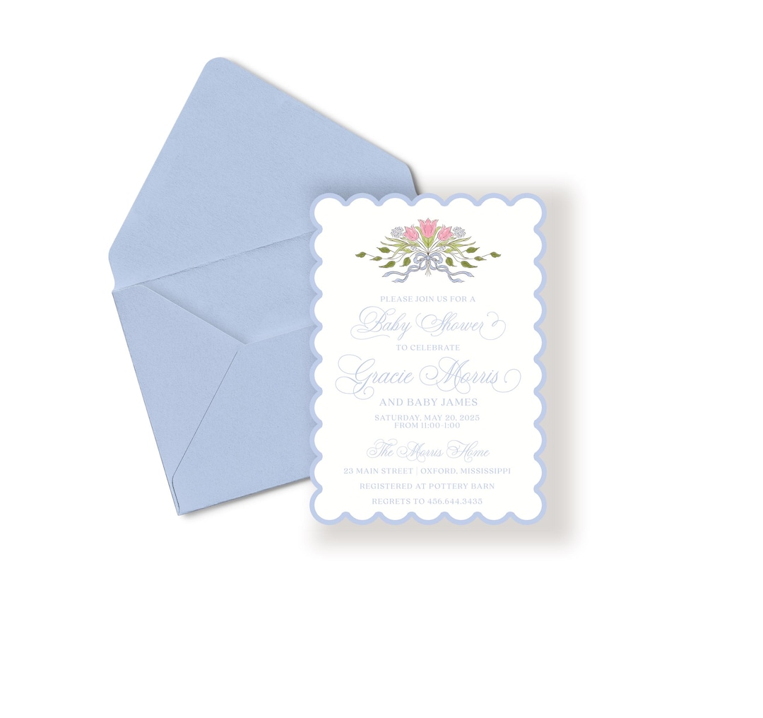 Watercolor Bouquet Baby Shower Invitation, Formal Grandmillennial ...