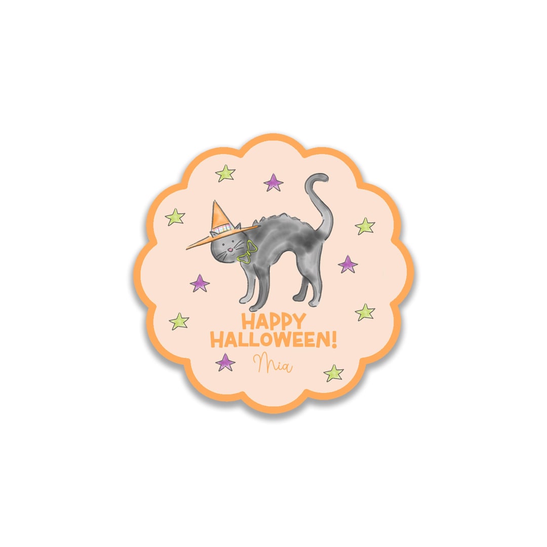 Happy Halloween Gift Tag, Scary Cat Gift Tag, Class Treat Gift Tag ...
