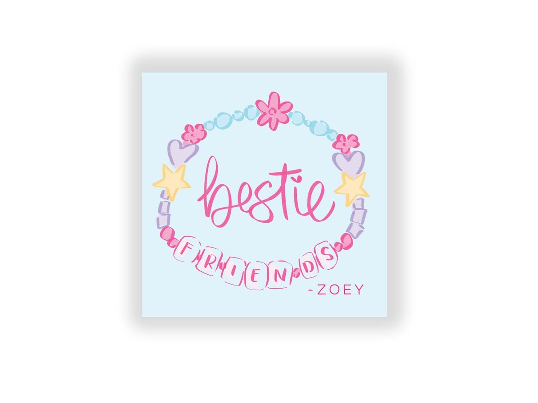 Bestie Friends Valentine Cards, Friendship Bracelet Tags (digital or ...