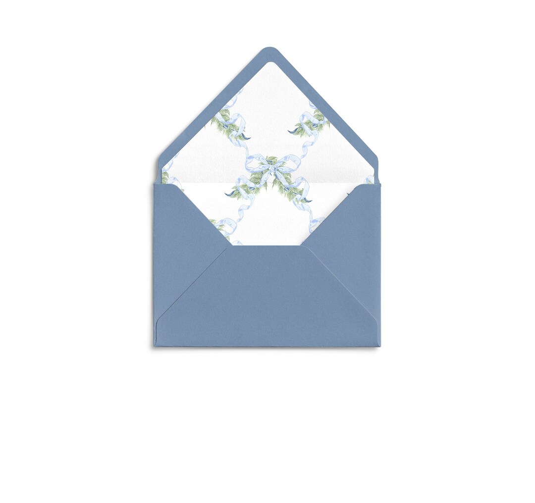 Physical Printed Christmas Card Liners Blue Bow Trellis - Etsy