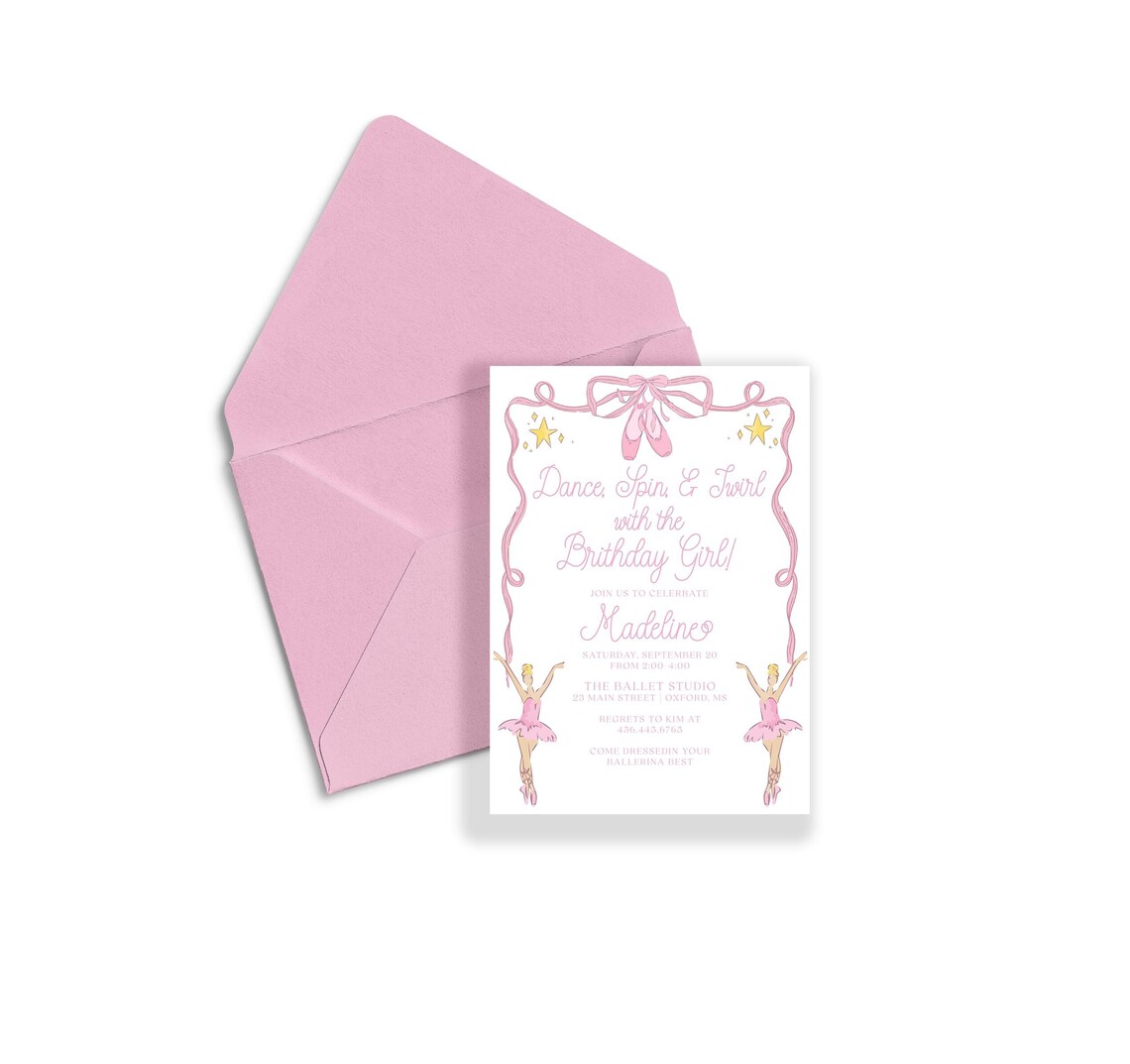 Madeline Dance Birthday Party Invitation, Dance Spin and Twirl for the ...