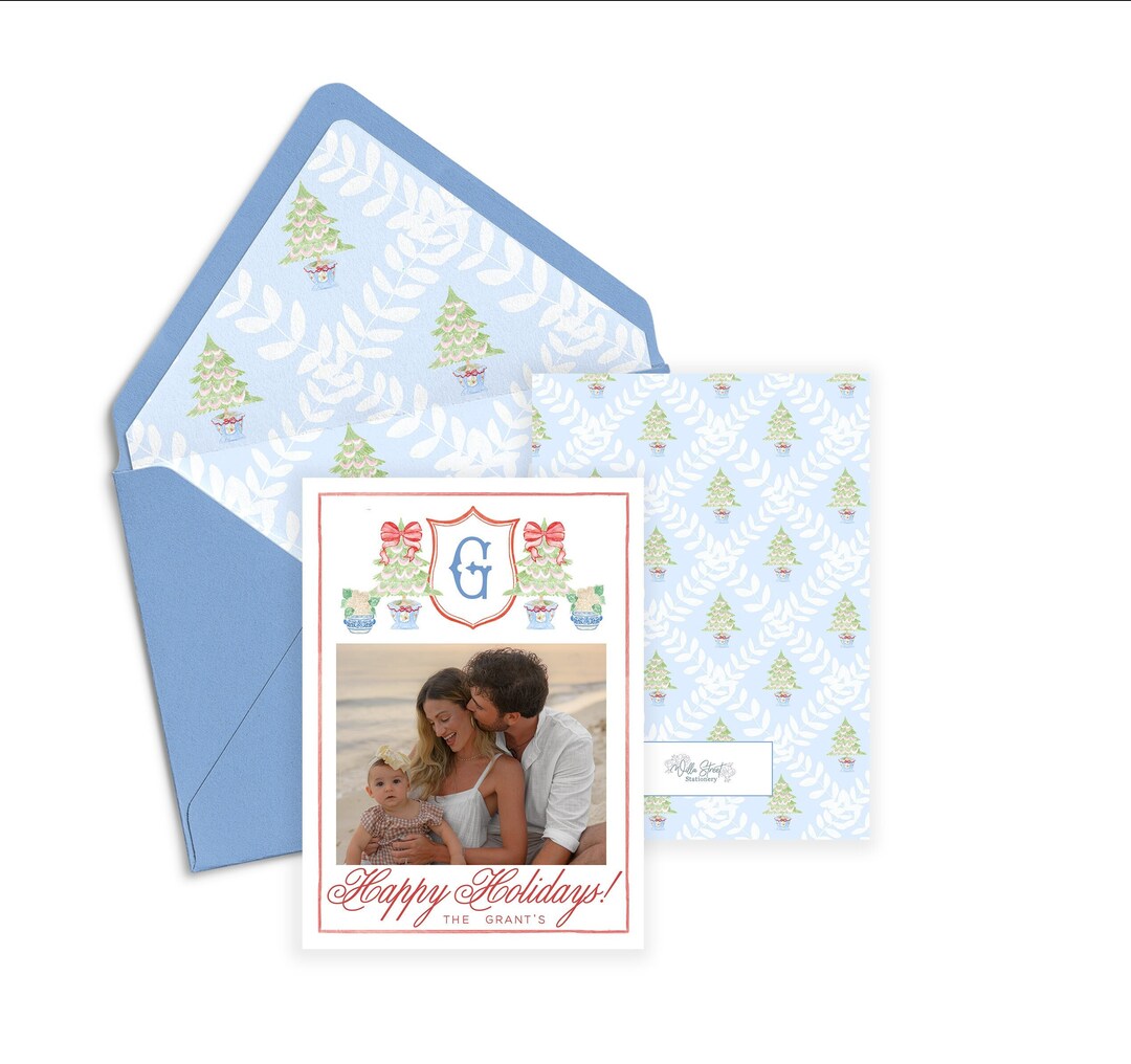 Watercolor Grand Millennial Christmas Photo Card, Template, Watercolor ...