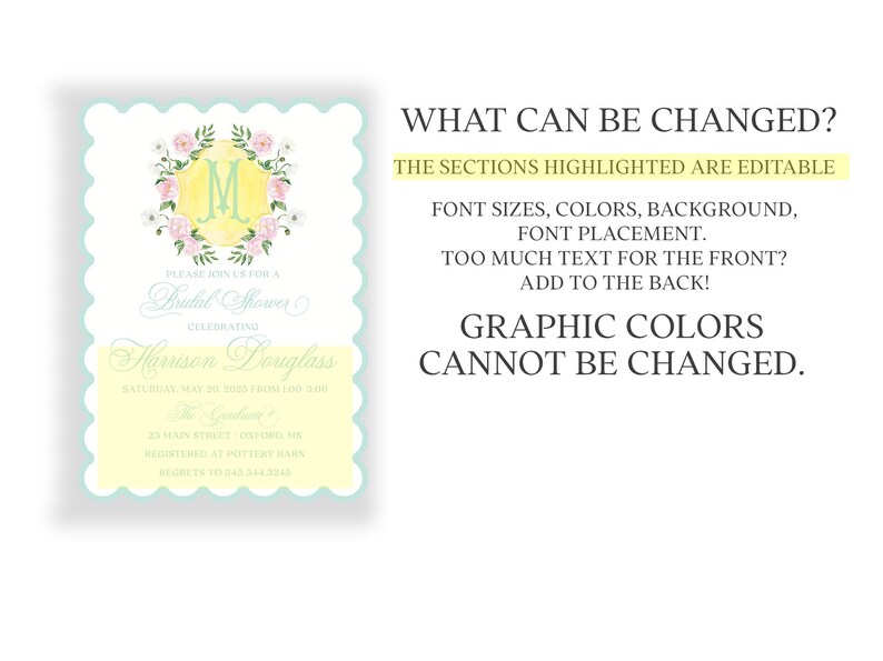 Floral Crest Bridal Shower Invitation, Watercolor Design (digital or ...