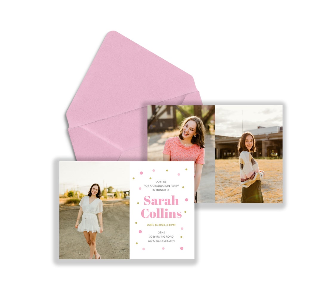 Girly Graduation Invitation Template, Senior Graduate Announcement ...