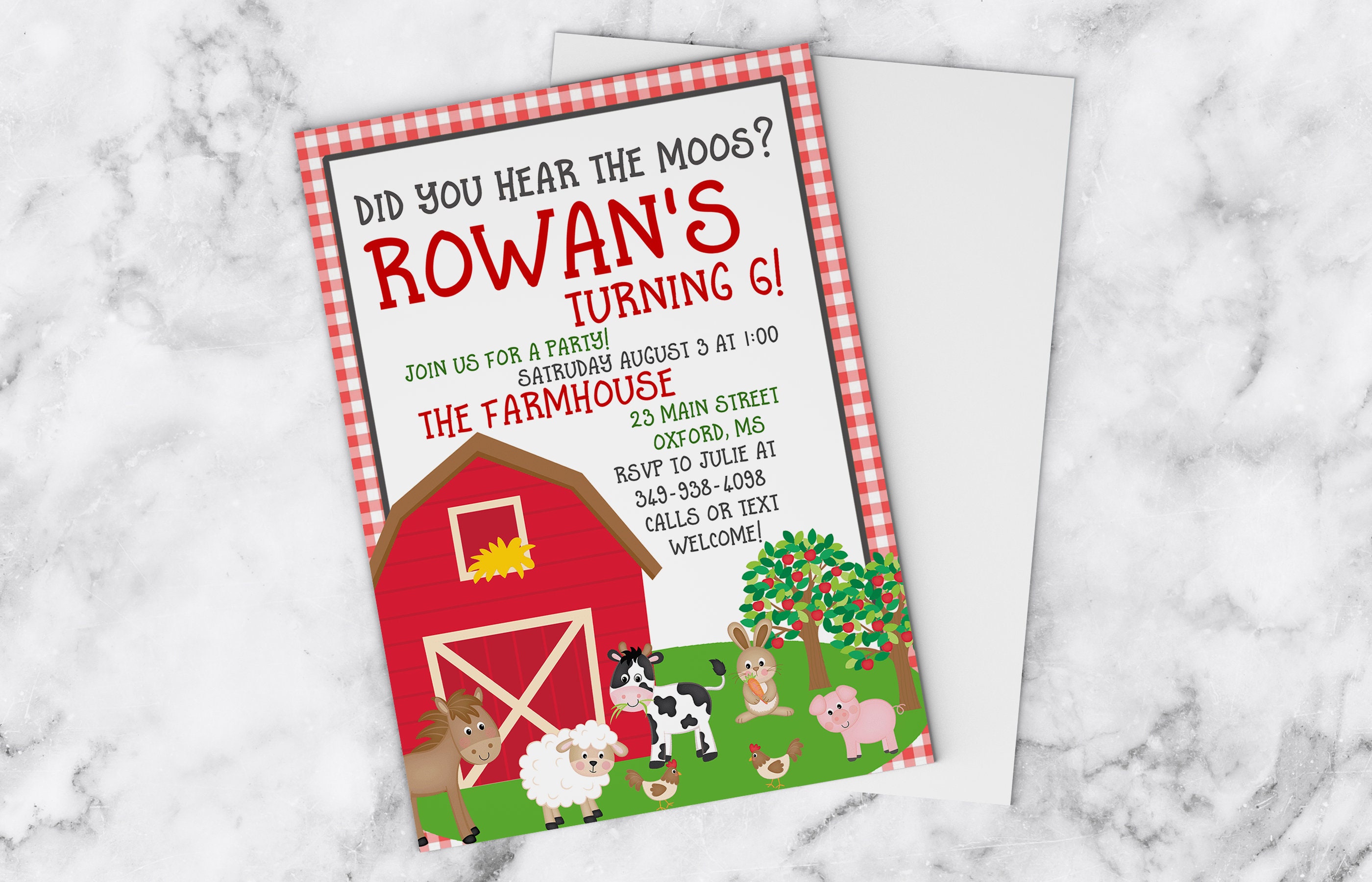 Rowan Farm Birthday Party Invitation Farm Birthday Invite | Etsy