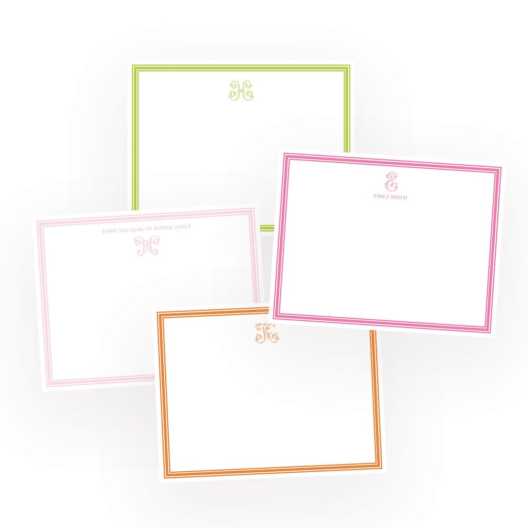 Personalized Preppy Stationery, Monogrammed Note Cards, Floral Gift - Etsy