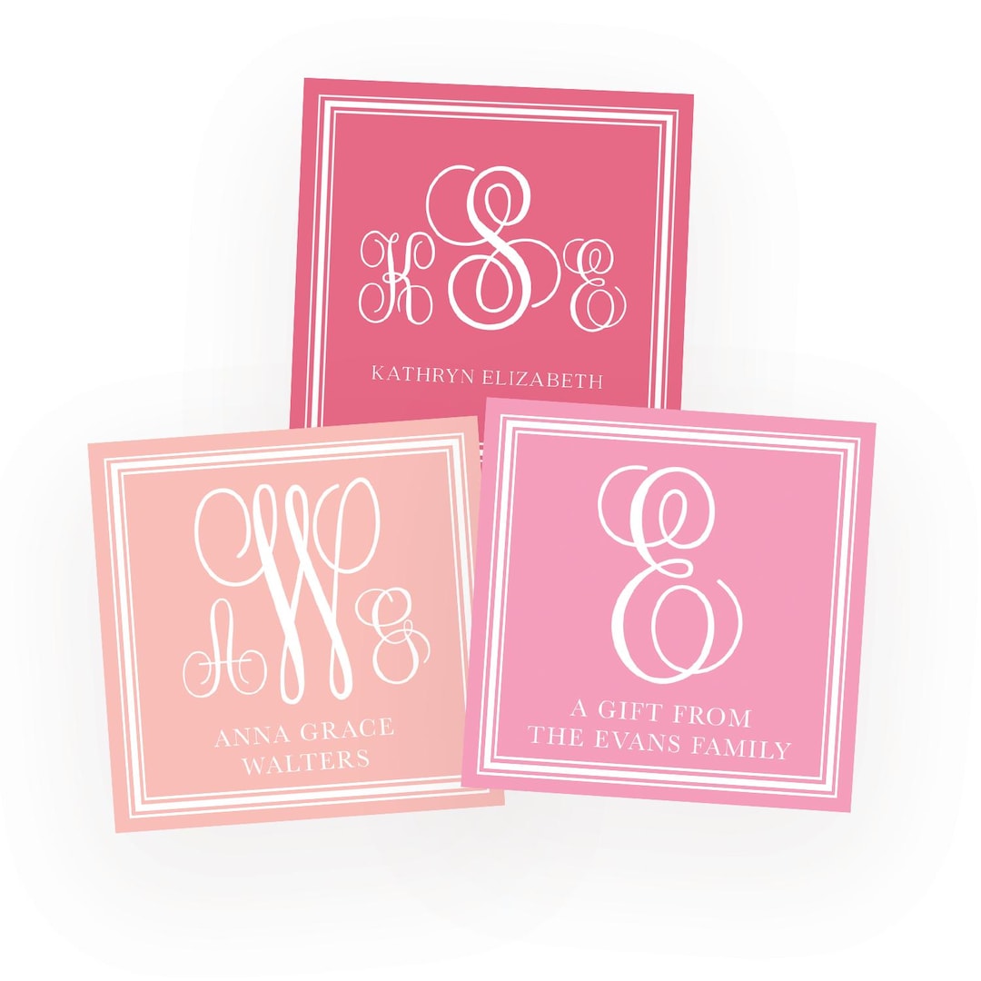 Monogram Enclosure Card, Square Gift Tag, Personalized Calling Card - Etsy