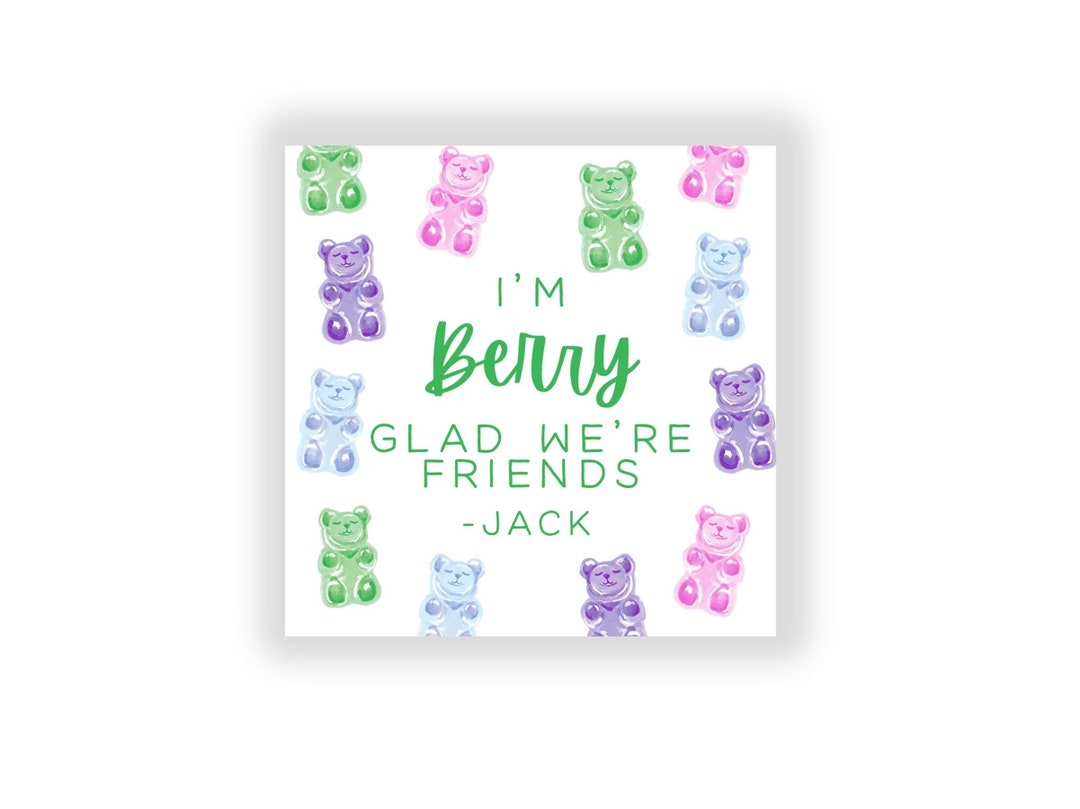 Gummy Bear Valentine Cards for Kids, Theme Valentine Tags, Classroom ...