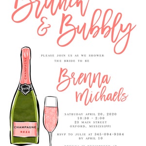 Brenna Monograms and Mimosa's Bridal Shower Invitation, Floral, Instant ...