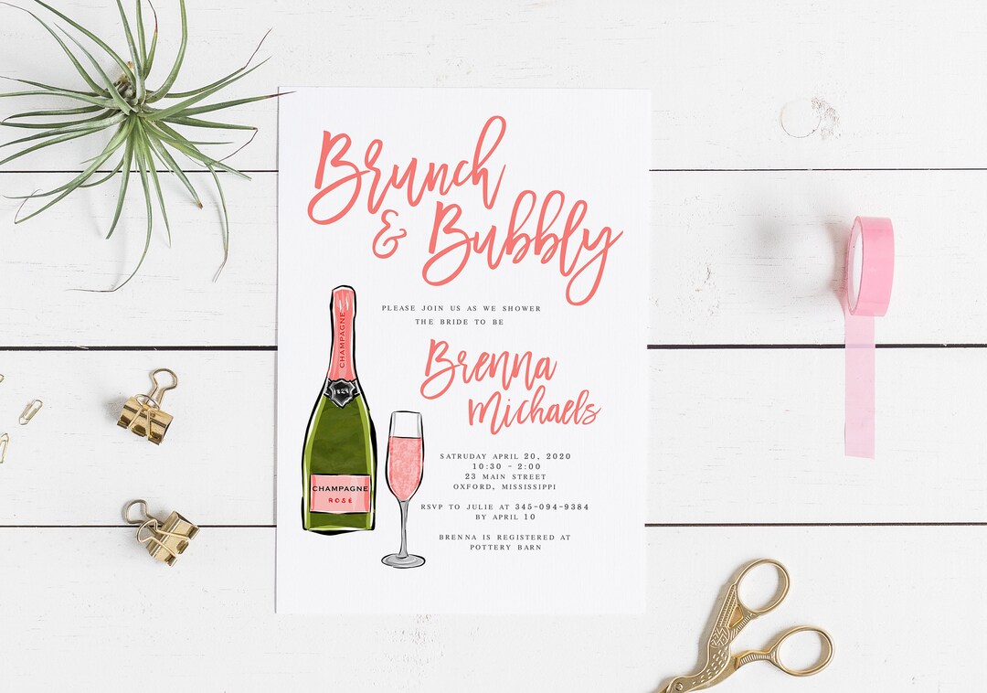Brenna Monograms and Mimosa's Bridal Shower Invitation, Floral, Instant ...
