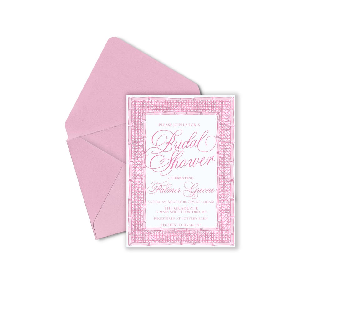 Palmer Greene Bridal Shower Invitation, Pink Grandmillennial Style ...