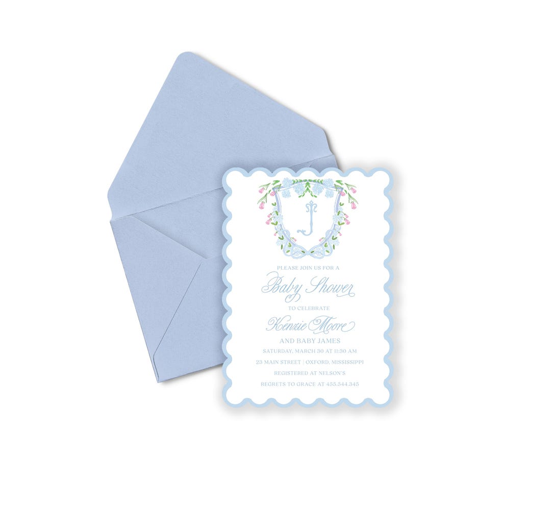 Kenzie Moore Custom Monogram Printable Baby Shower Invitation, Digital ...