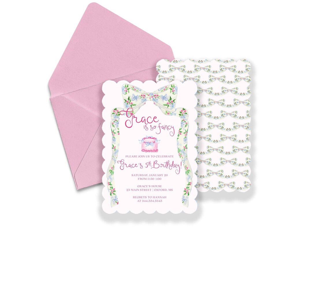 Grace Fancy Watercolor Birthday Party Invite, Watercolor Invitation ...