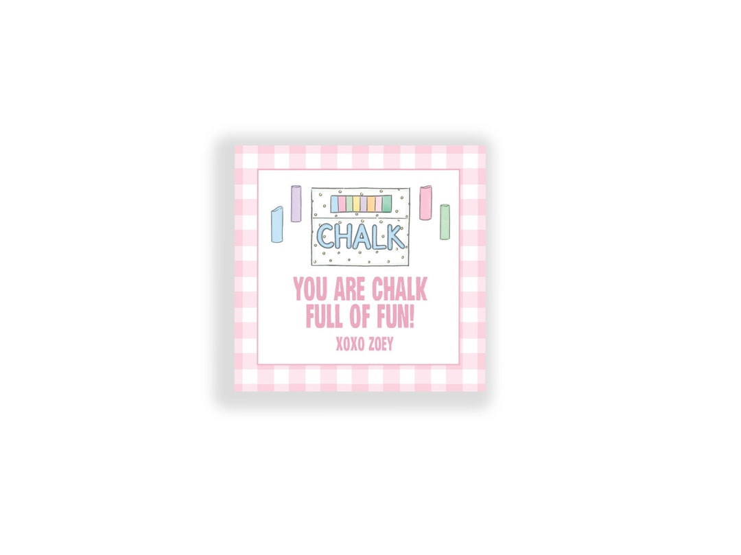 Pink Chalk Full of Fun, Valentine's Day Card, Kids School Classroom ...