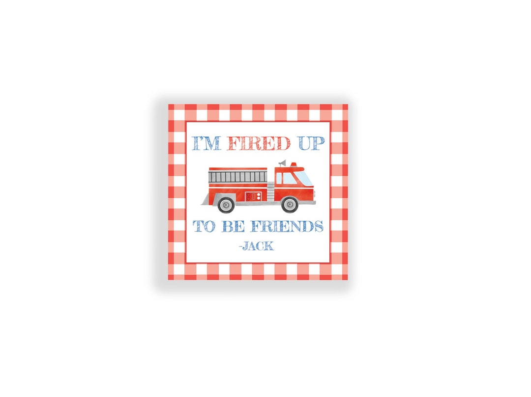 Editable Valentines Day Cards for Kids, Valentine Tags, Fire Truck ...